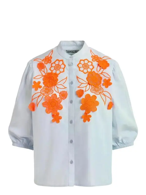 Essentiel Antwerp Jorja Floral-embroidered Shirt - Blue