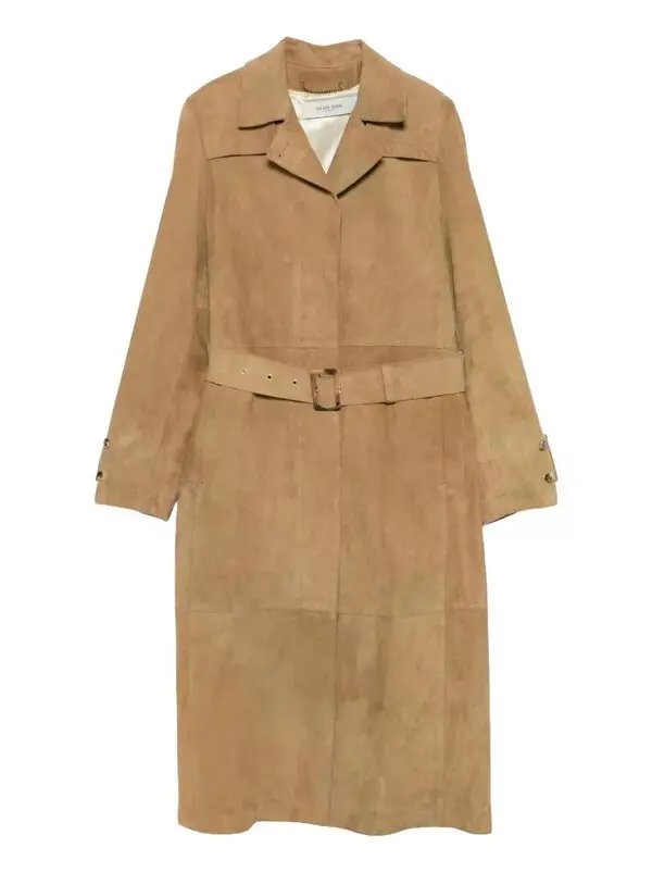 GOLDEN GOOSE Belted Suede Coat - Neutrals