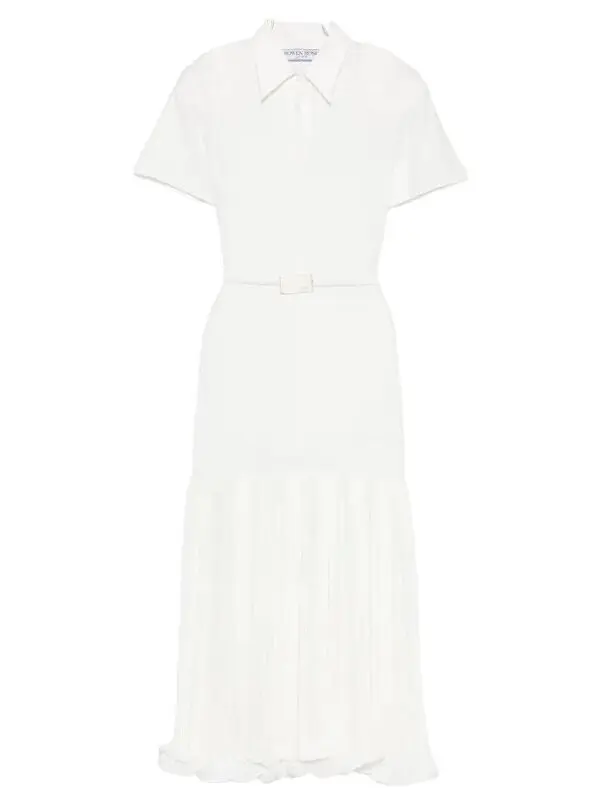 ROWEN ROSE Pleated Midi Dress - White