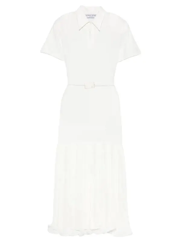 ROWEN ROSE Pleated Midi Dress - White