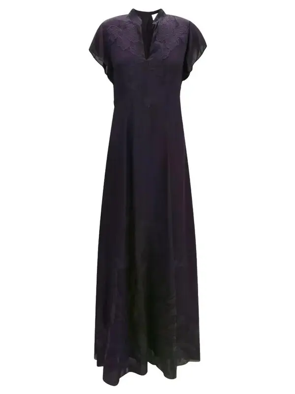 FORTE_FORTE Embroidery Crepe Dress - Purple