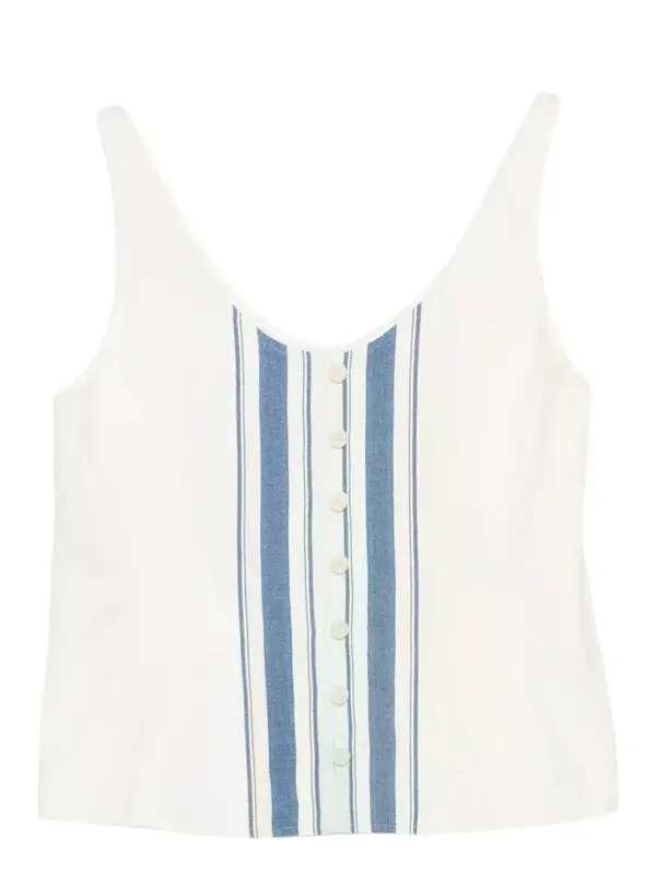 LOW CLASSIC Striped Button Top - White