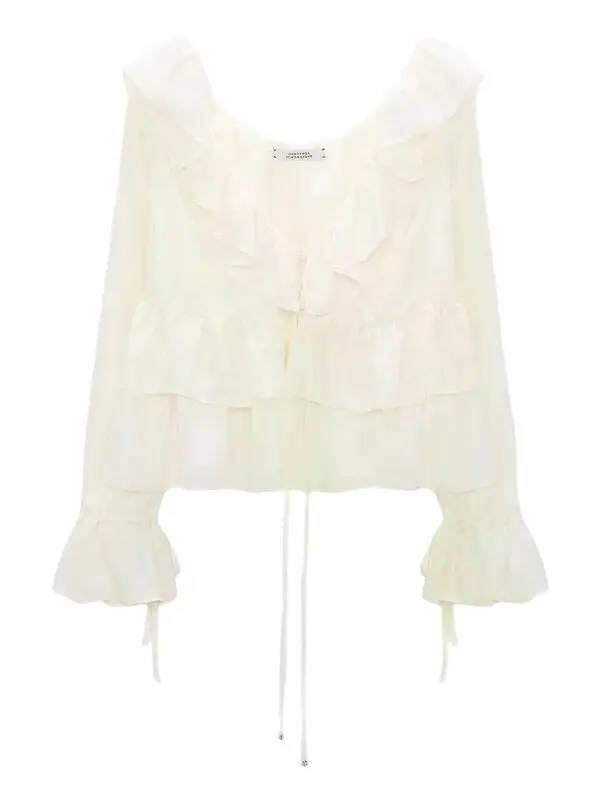 Dorothee Schumacher Ruffled Tie-fastening Blouse - Neutrals