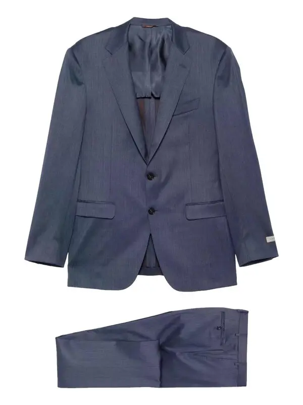 Canali Herringbone Suit - Blue