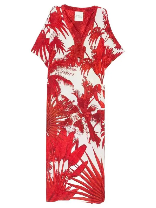 MARYAN MEHLHORN Floral-print Midi Dress - Red