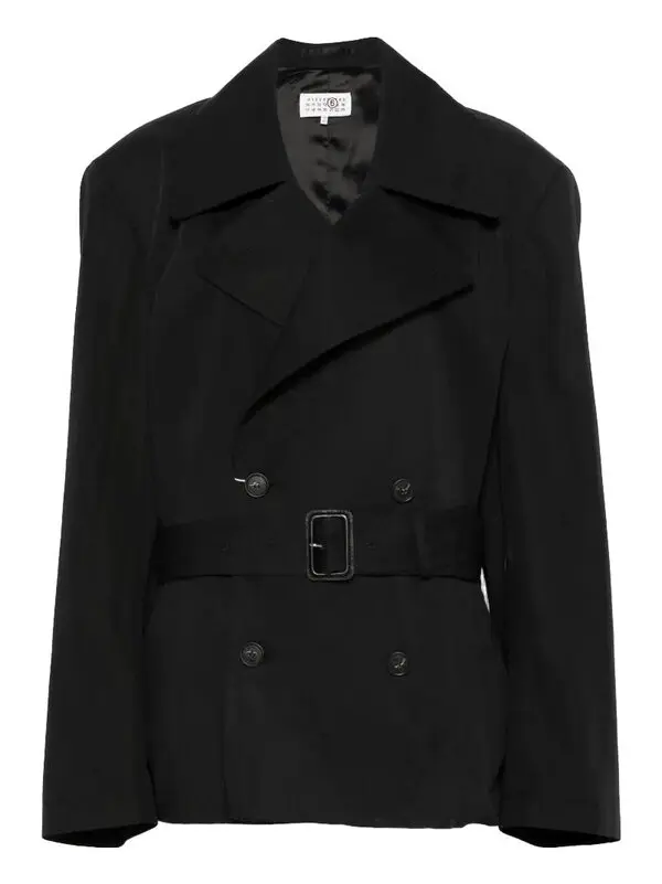 MAISON MARGIELA Buttoned Belted Trench Coat - Black