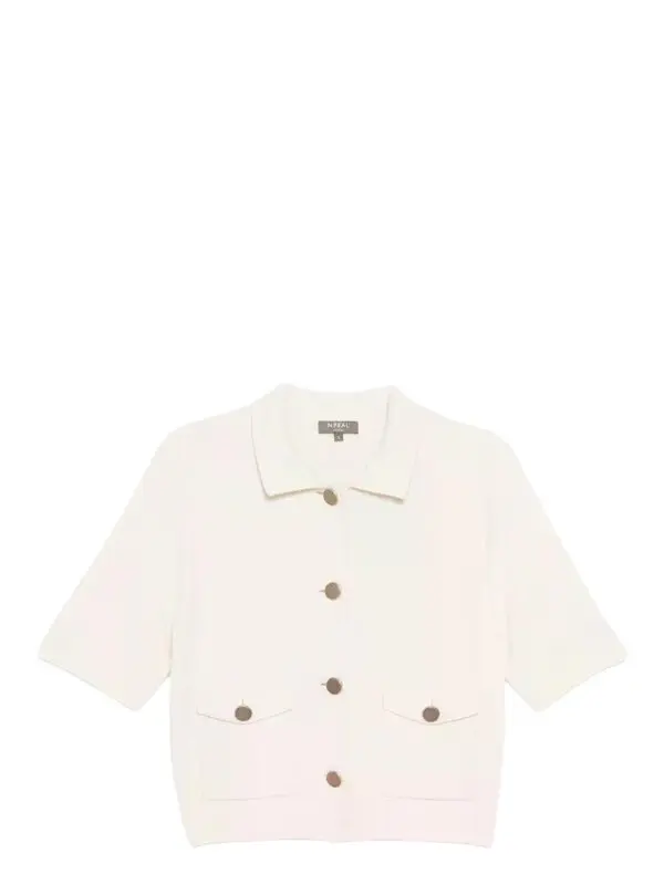 N.peal Cutaway Collar Short-sleeve Blouse - Neutrals