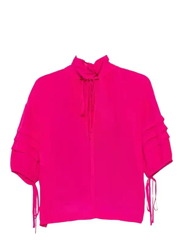 PSOPHIA Tie-neck Tiered-sleeve Blouse - Pink