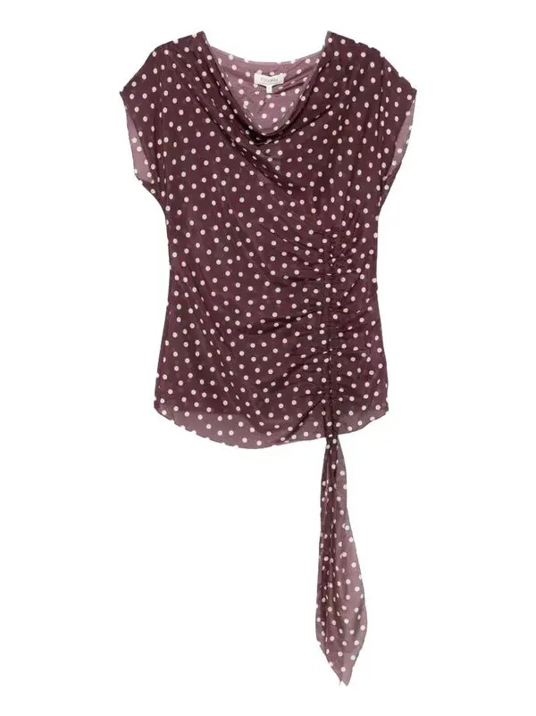 PSOPHIA Polka-dot Draped Top - Purple