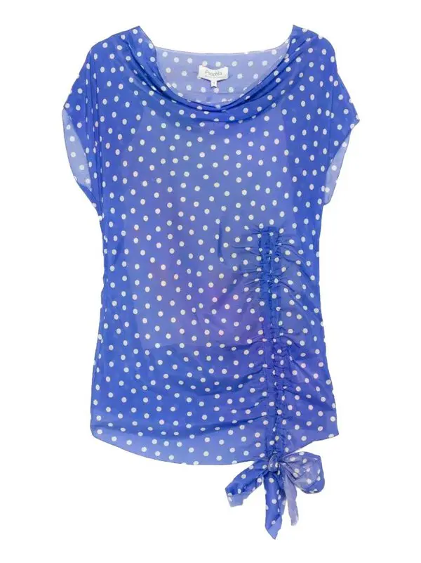 PSOPHIA Polka-dot Blouse Set - Blue