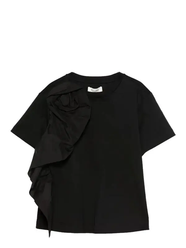 PSOPHIA Floral Ruffle T-shirt - Black