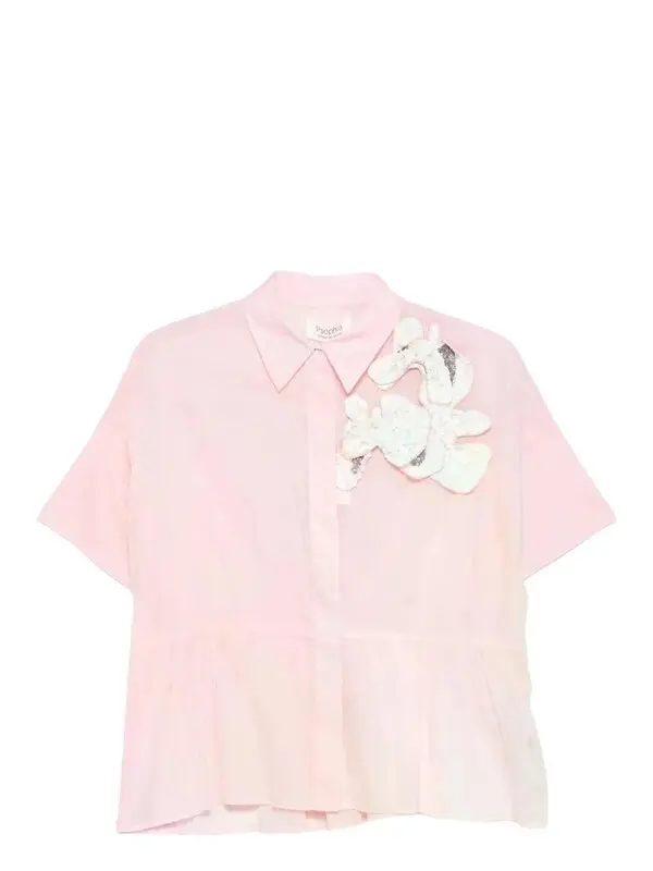 PSOPHIA Floral-appliqué Shirt Set - Pink