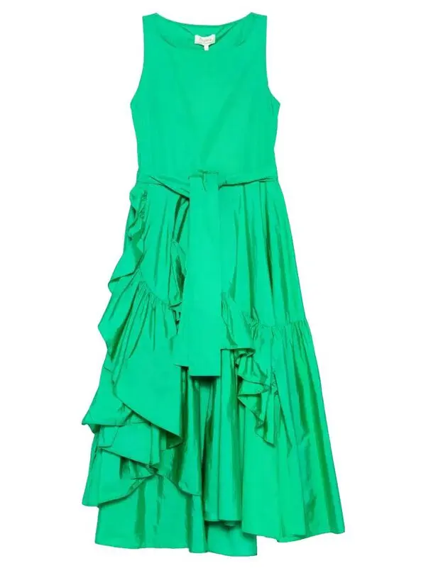 PSOPHIA Ruffled Belted Midi Dress - Green