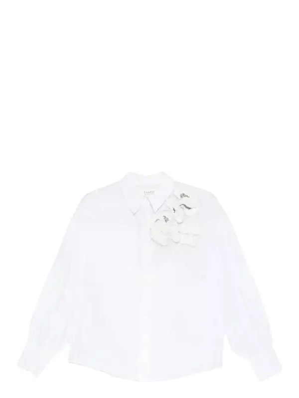 PSOPHIA Floral Appliquéd Shirt - White