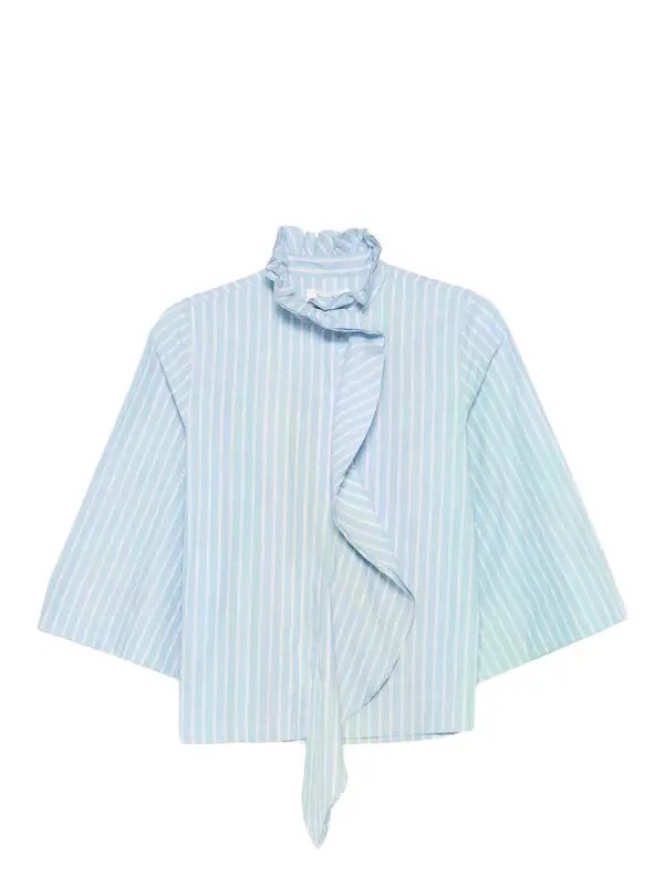PSOPHIA Striped Ruffle Top - Blue