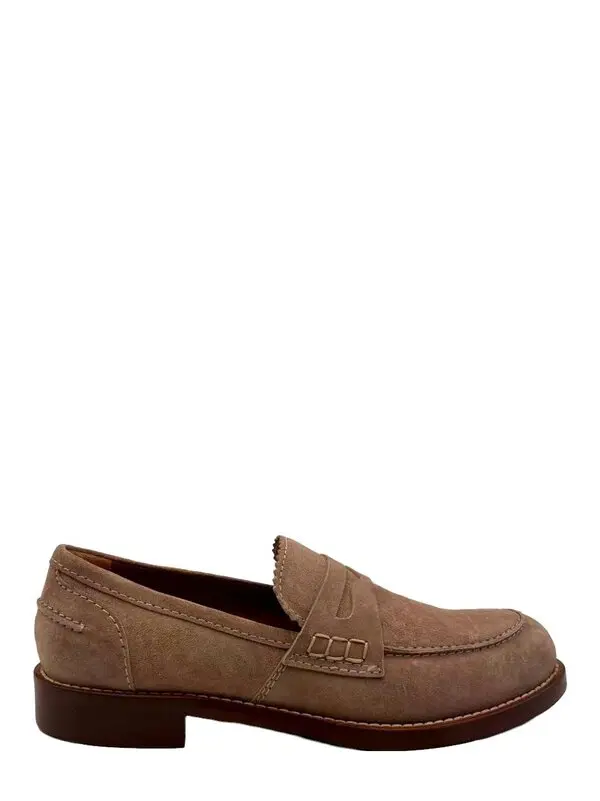 GUGLIELMO ROTTA Stitched Scalloped-edge Loafers - Neutrals