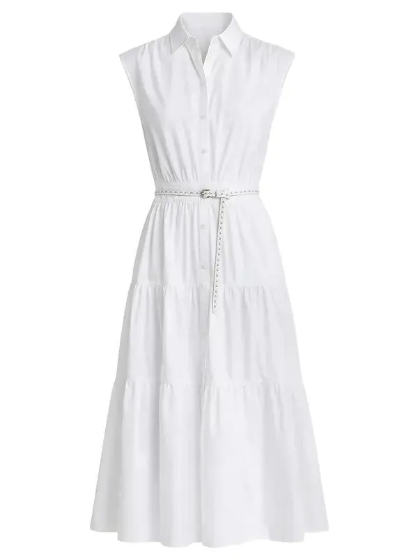 Michael Kors Tiered Shirt Midi Dress - White
