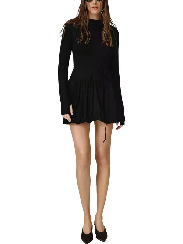 PNK Drawstring Mini Dress - Black