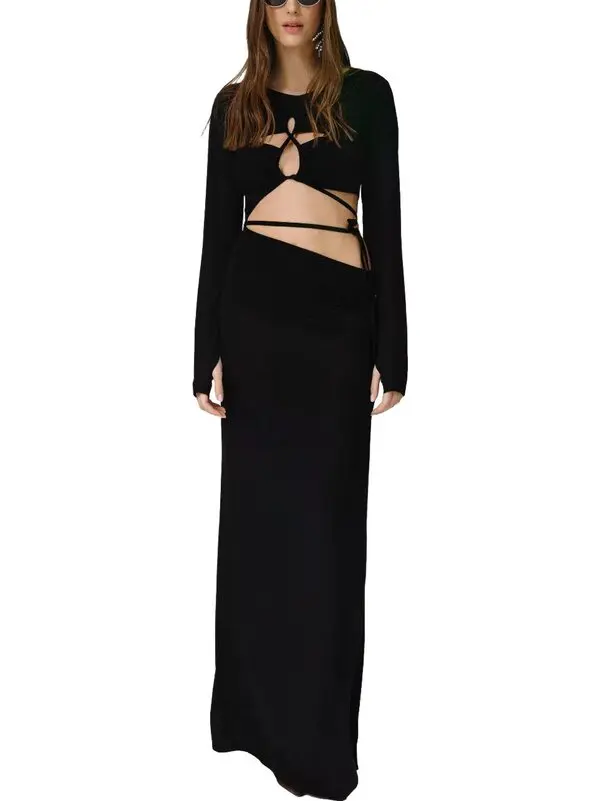PNK Cutout Detail Maxi Dress - Black