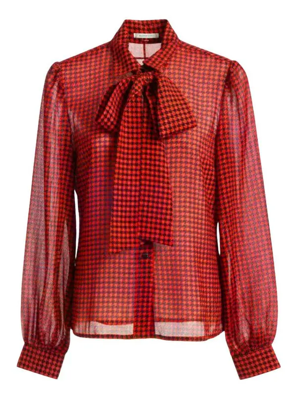 Givenchy 1970s Houndstooth Check Blouse - Red