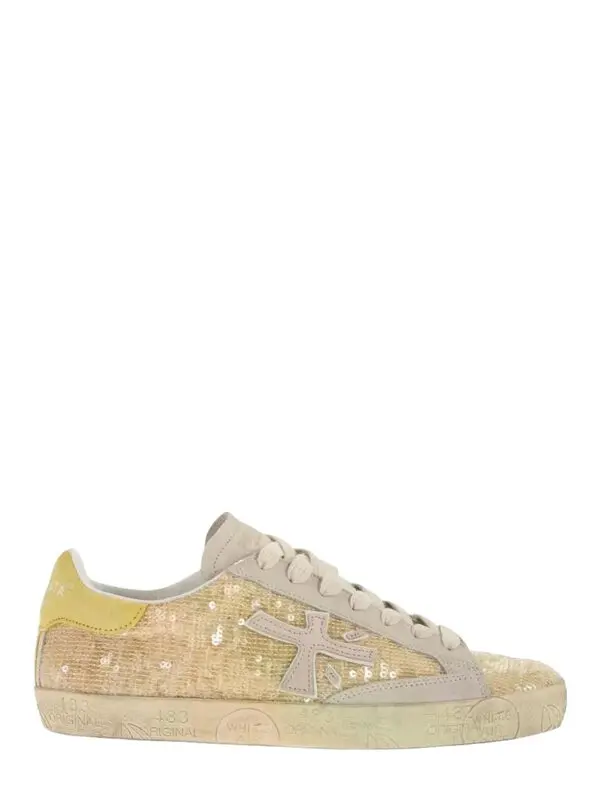 Premiata Sequin Cross Sneakers - Gold