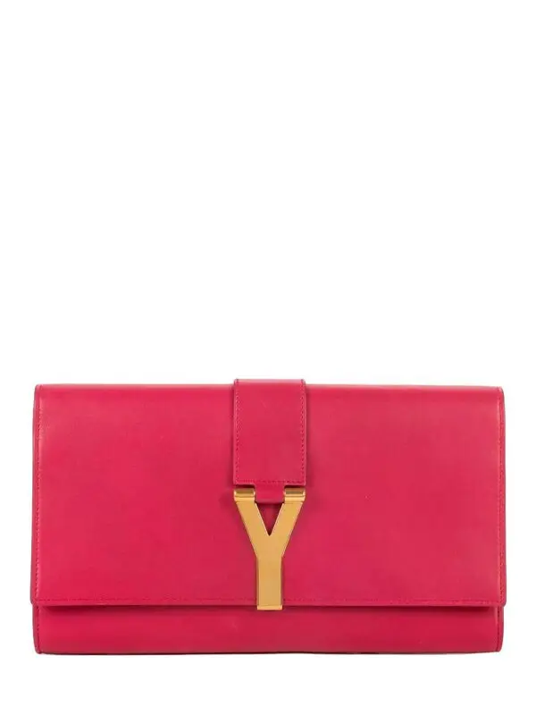 Saint Laurent Ligne-y Leather Clutch - Pink