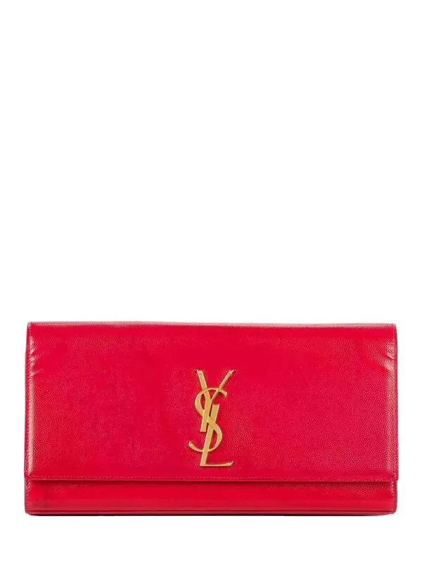 Saint Laurent Logo-detail Clutch Bag - Red