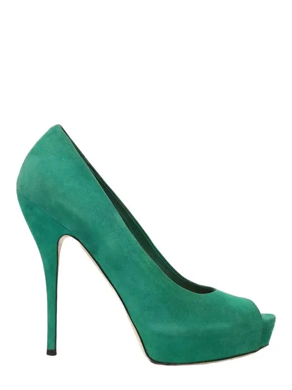 Gucci Peep-toe Suede Pumps - Green