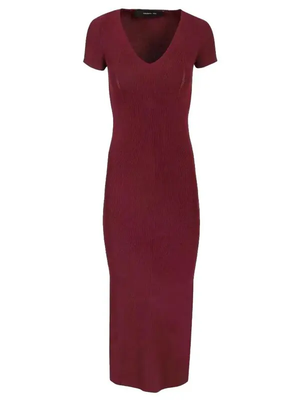 Federica Tosi V-neck Knitted Midi Dress - Red