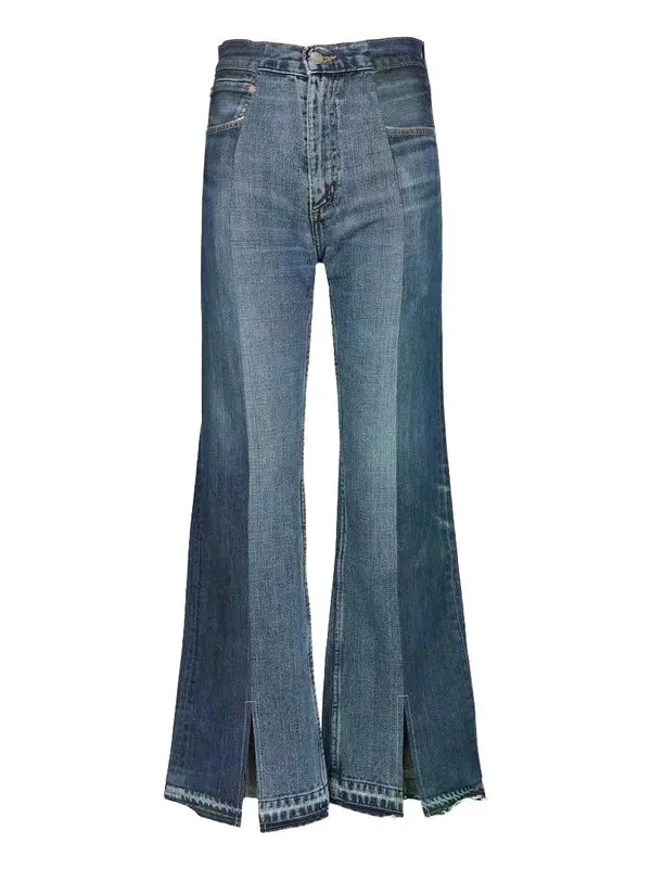 E.L.V. DENIM Slit Wide-leg Arcola Jeans - Blue