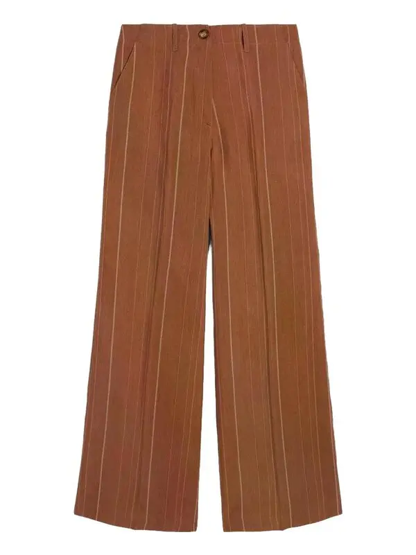 Momoni Pinstriped Wide Leg Trousers - Brown