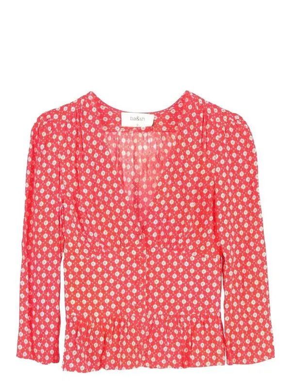 Ba&sh Carlo Ruffled Printed Blouse - Red