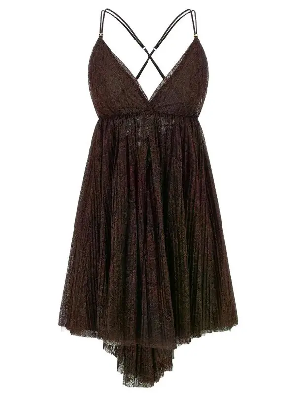 Elisabetta Franchi Floral-lace Mini Dress - Brown