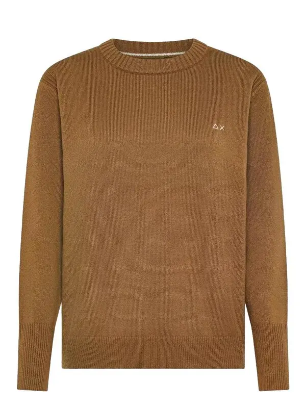 SUN 68 Round Neck Sweater - Brown