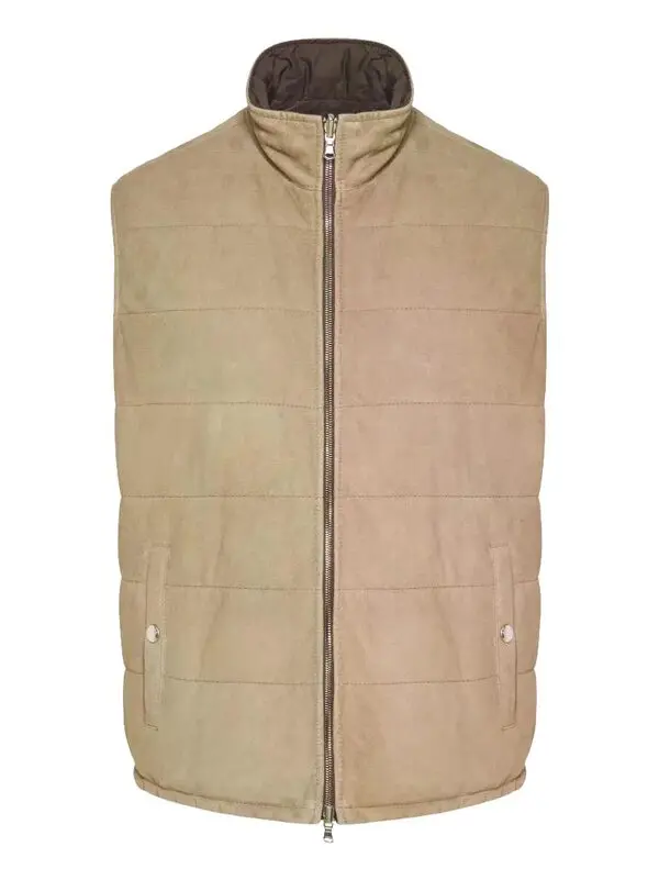BARBA NAPOLI Padded Zip Gilet - Neutrals