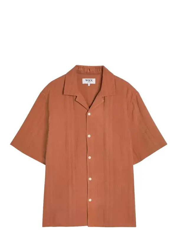 WAX LONDON Didcot Textured Short-sleeve Shirt - Orange