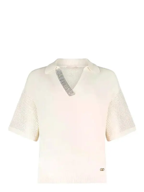Liu Jo Openwork V-neck T-shirt - Neutrals