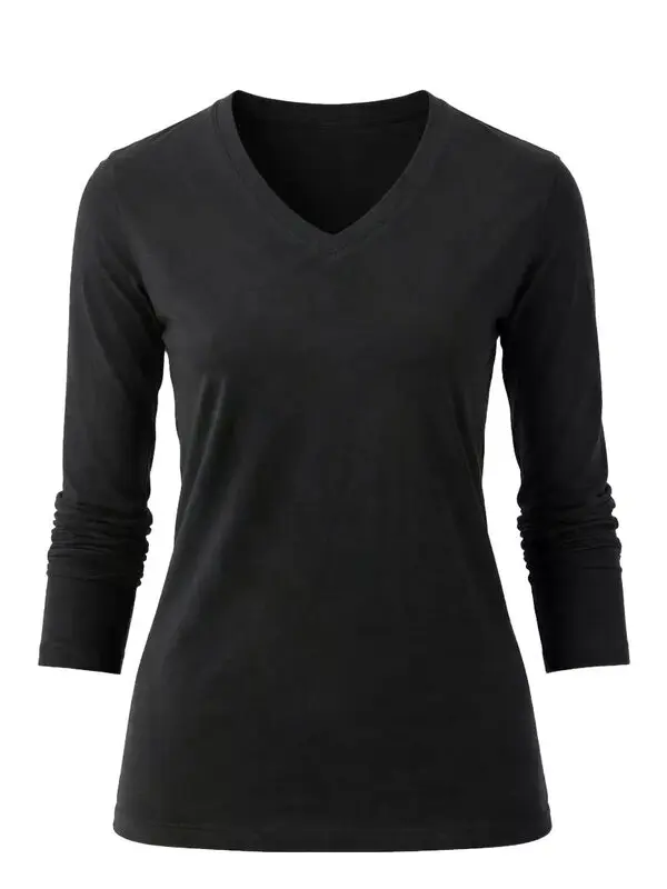 PATRICK ASSARAF Long-sleeve V-neck T-shirt - Black