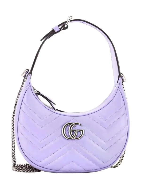 Gucci Gg Marmont Half Moon Matelasse Leather Mini Hobo Bag - Purple