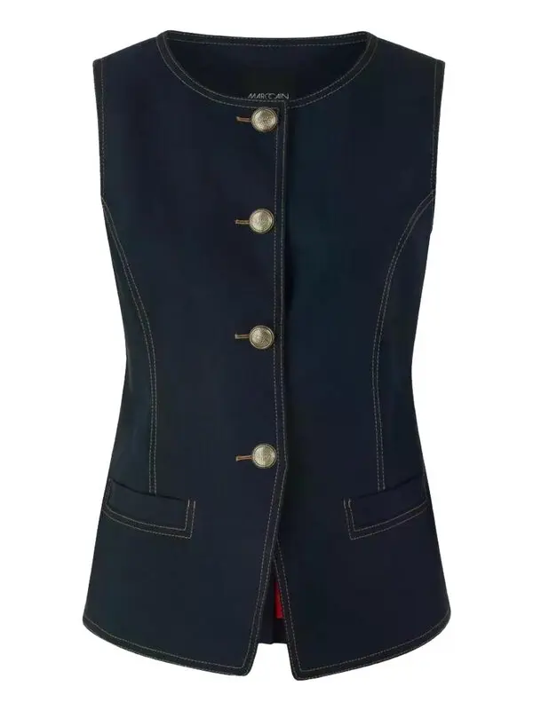 MARCCAIN Button Seam Waistcoat - Blue