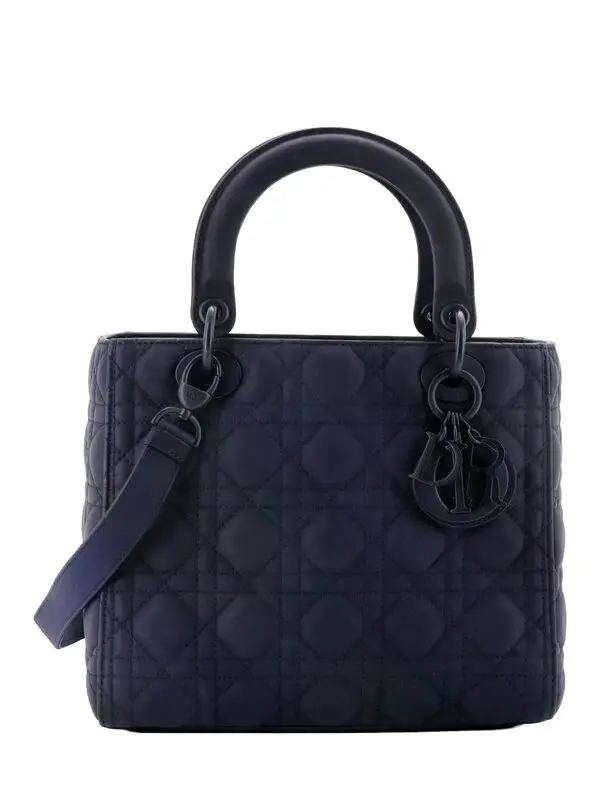 Dior Ultra Matte Lady Bag Cannage Quilt Calfskin Medium Satchel - Blue