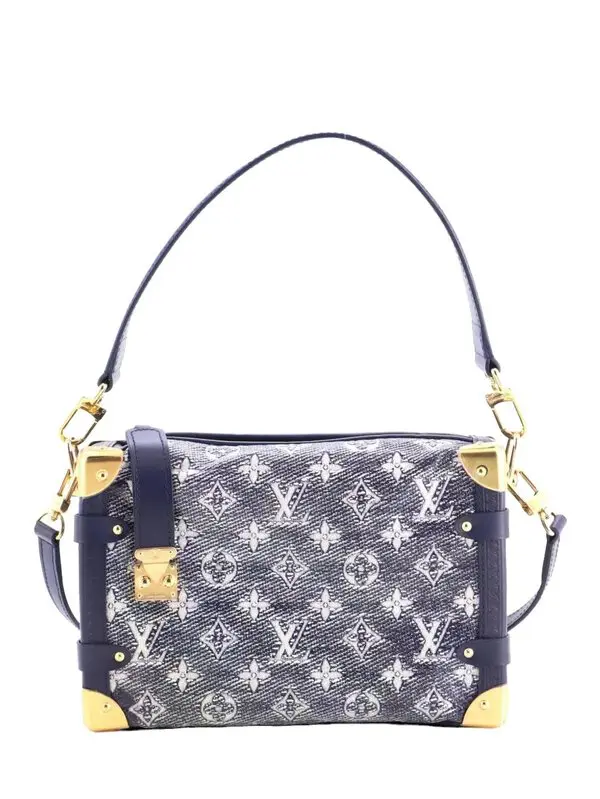 LOUIS VUITTON Side Trunk Handbag Monoglam Jacquard Canvas Mm Crossbody Bag - Blue