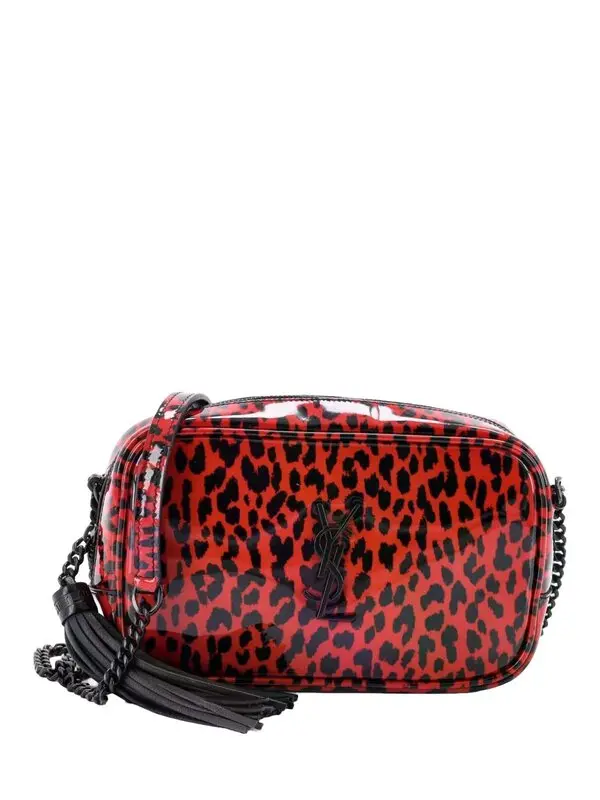 Saint Laurent Lou Camera Bag Printed Patent Mini Crossbody Bag - Red