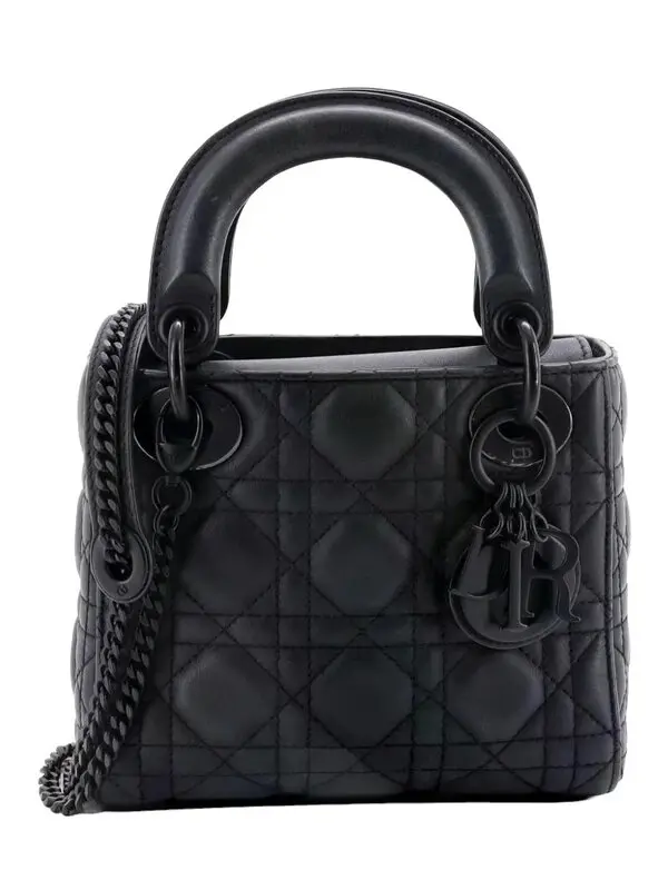 Dior Ultra Matte Lady Mini Cannage Quilt Chain Bag - Black