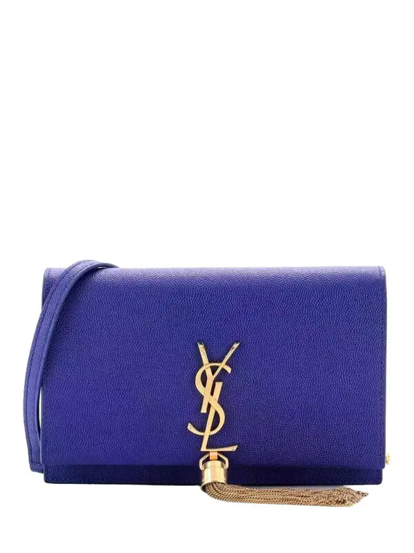 Saint Laurent Classic Monogram Tassel Crossbody Bag - Blue