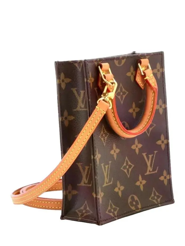 LOUIS VUITTON Petit Sac Plat Monogram Canvas Crossbody Bag - Brown