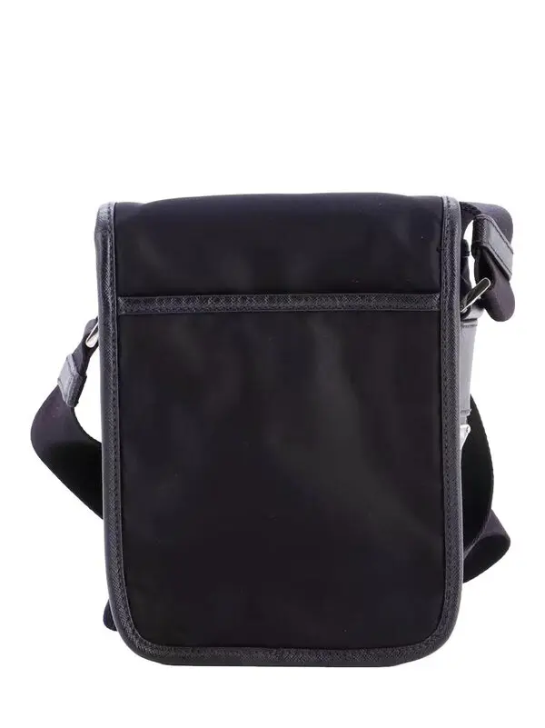 Prada Logo Buckle Messenger Bag Nylon Crossbody Bag - Black