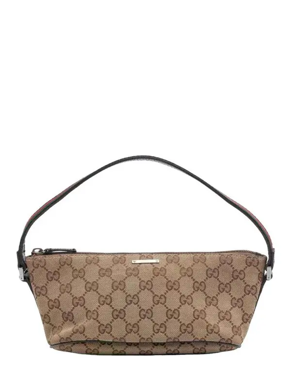 Gucci Gg Canvas Web Boat Shoulder Bag - Brown