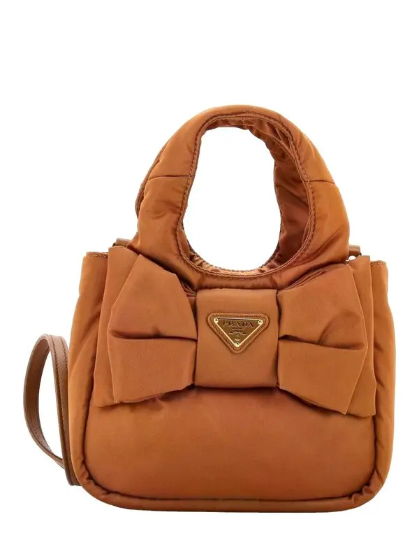 Prada Padded Bow Re-nylon Mini Tote Bag - Brown