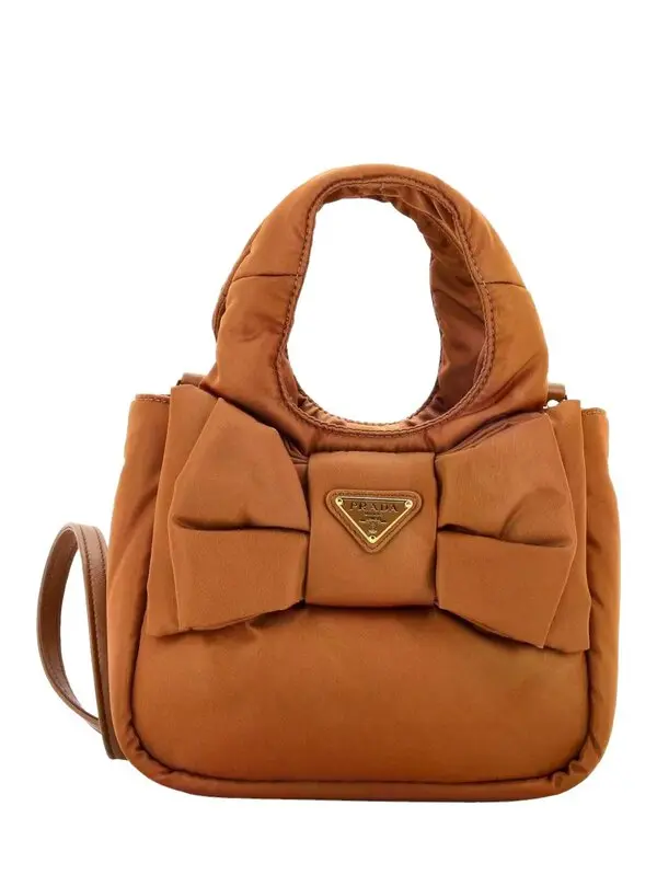 Prada Padded Bow Re-nylon Mini Tote Bag - Brown